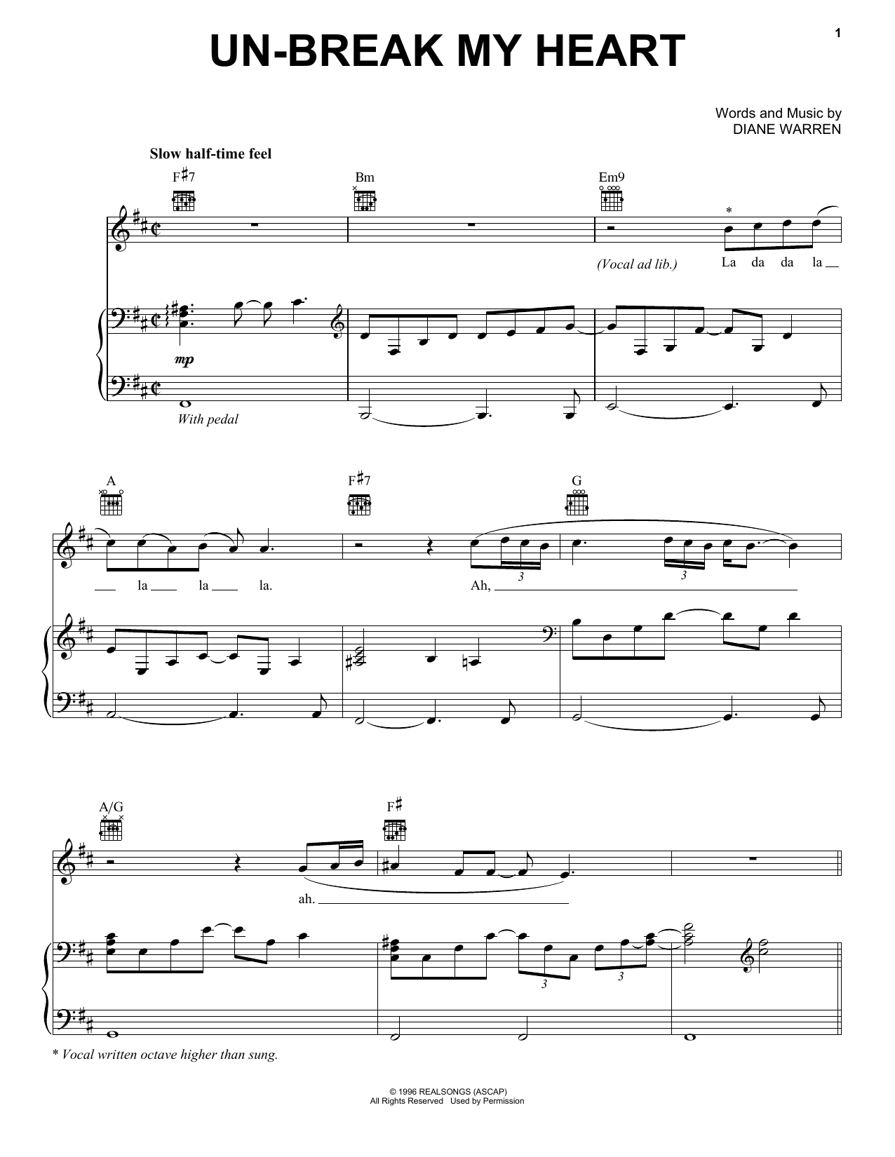 Un-break My Heart - sheet music by Toni Braxton - smd-417214 | notendownload