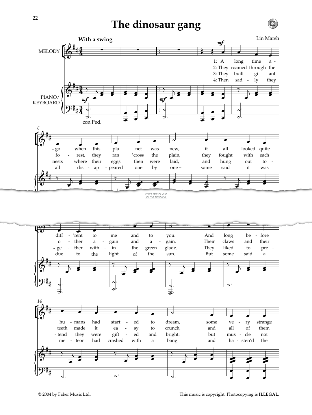 The Dinosaur Gang - sheet music by Lin Marsh - fbd-15482 | notendownload