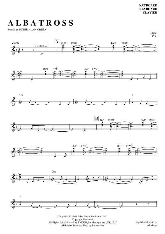 Albatross - sheet music by Fleetwood Mac - 7060695 | notendownload