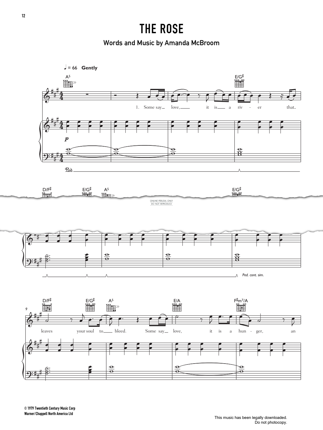 The Rose (Westlife) | Sheet Music: Guitar, Piano, Voice | PDF Download