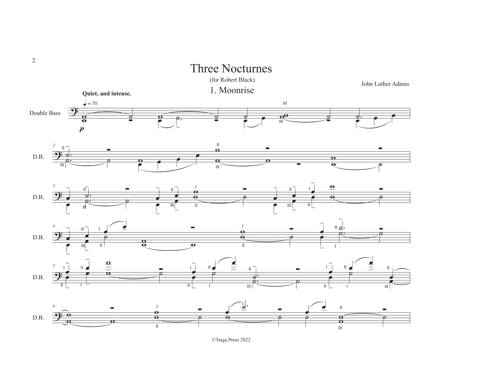 Three Nocturnes (John Luther Adams) | Sheet Music: String Bass Solo ...