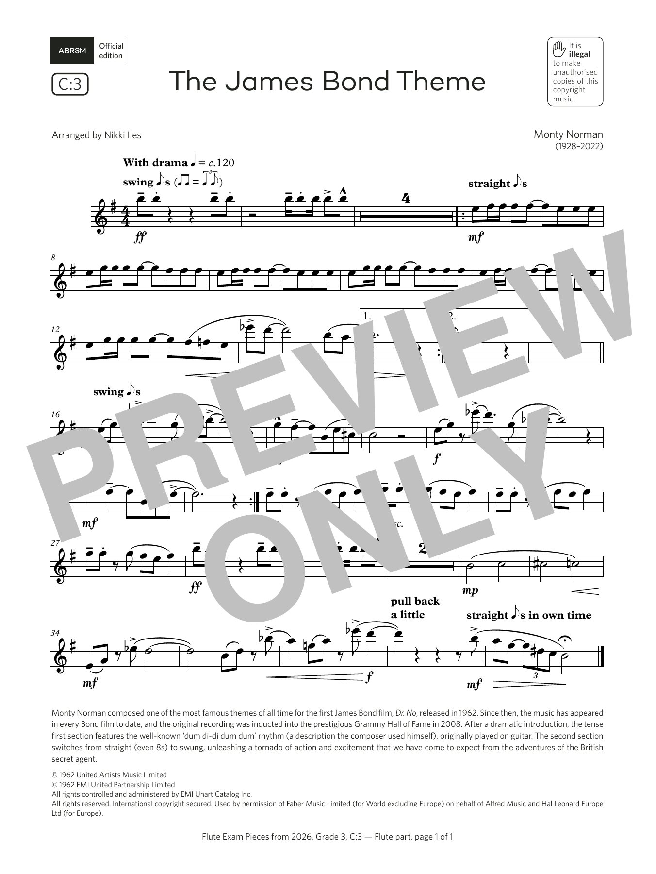 The James Bond Theme (Grade 3, list C3, from the ABRSM Flute Syllabus ...