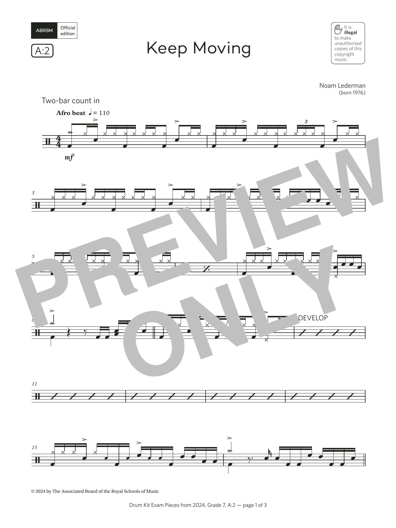 Keep Moving (Grade 7, list A2, from the ABRSM Drum Kit Syllabus 2024 ...