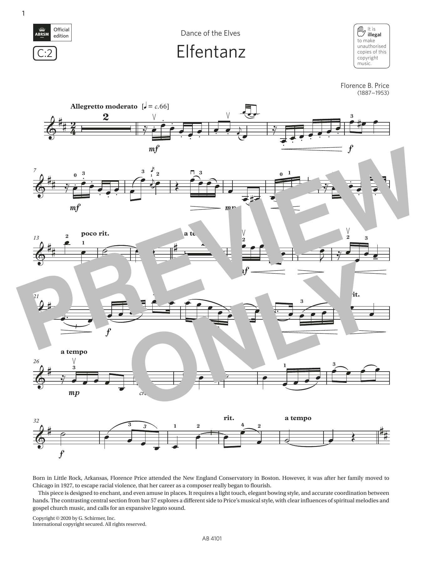 Elfentanz (Grade 7, C2, from the ABRSM Violin Syllabus from 2024) (Florence B. Price) | Sheet ...