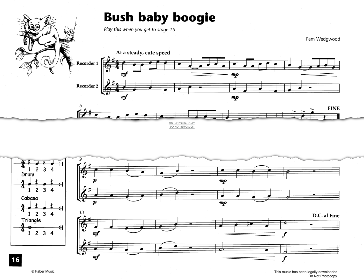 Bush Baby Boogie - sheet music by Pam Wedgwood - fbd-1421 | notendownload