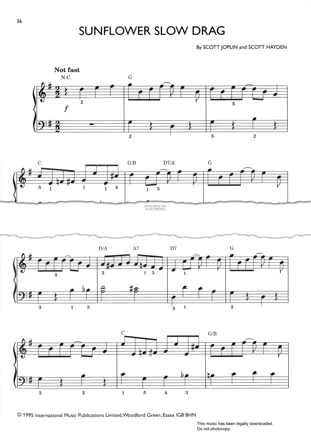 Sunflower Slow Drag - Noten von Scott Joplin - fbd-42555 | notendownload