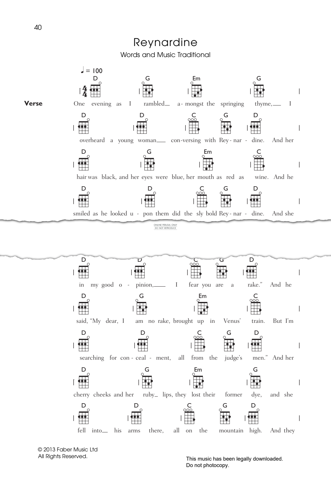 Reynardine - sheet music by Traditional - fbd-39247 | notendownload