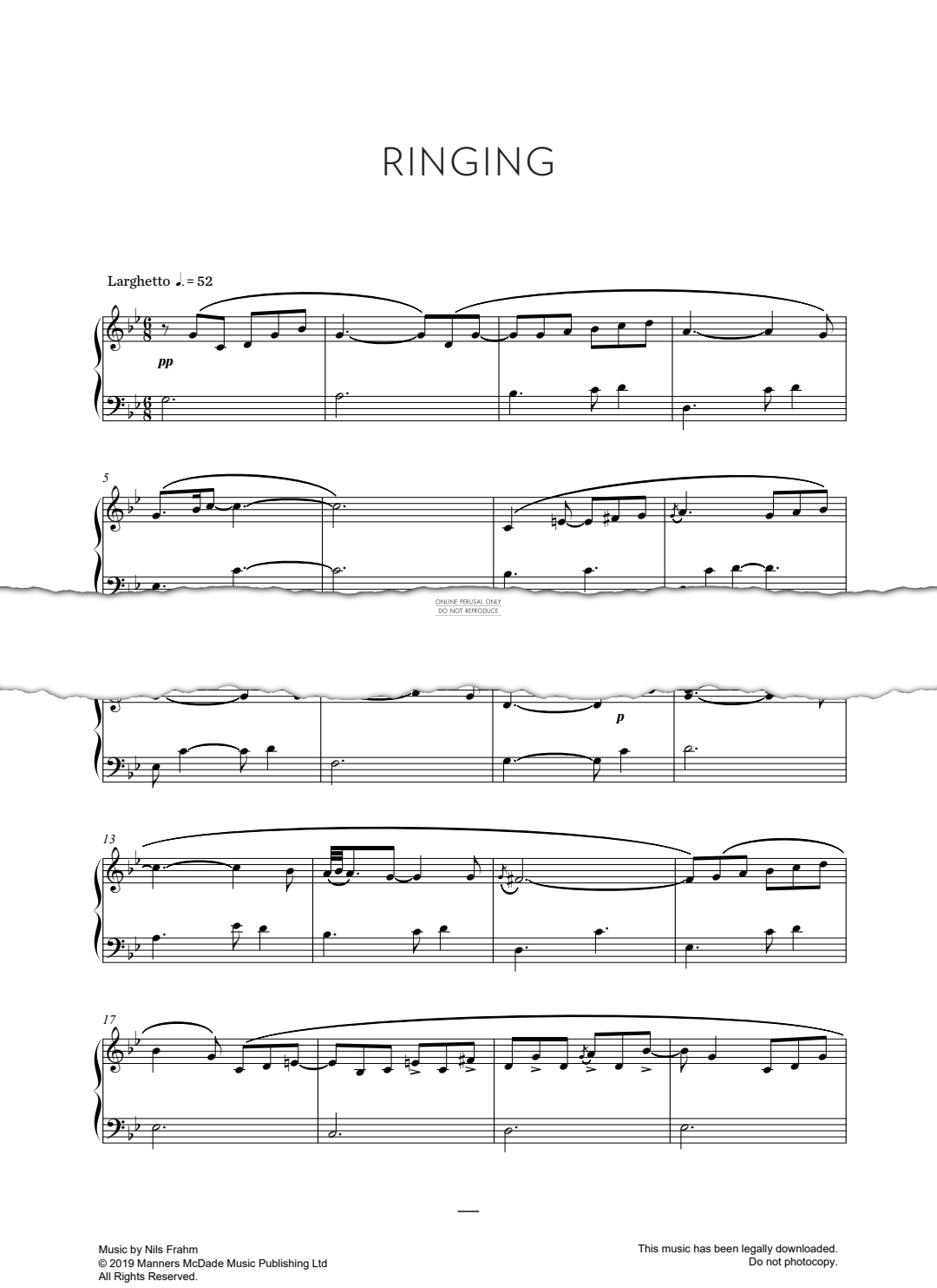 Ringing - sheet music by Nils Frahm - fbd-50528 | notendownload