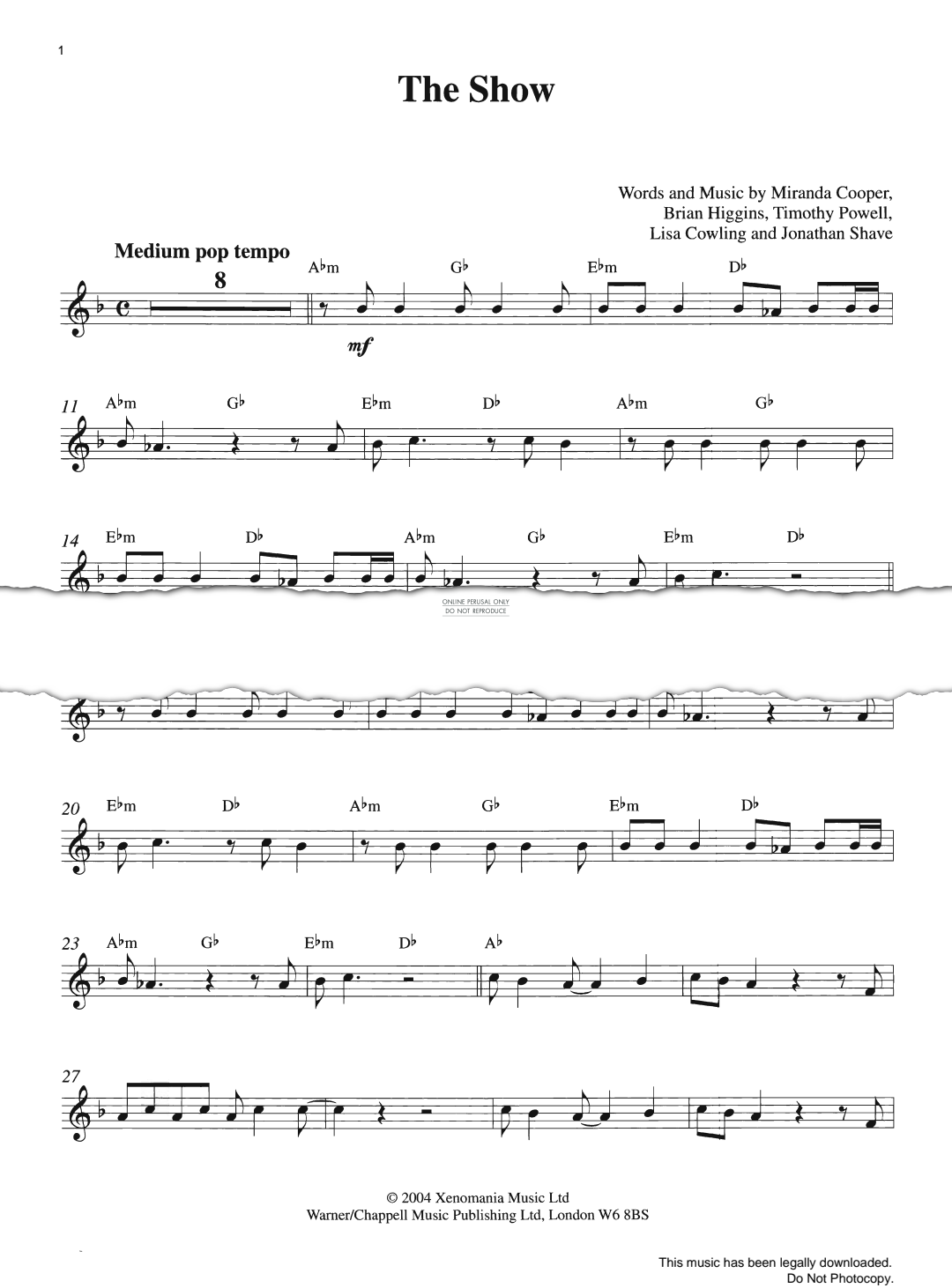 The Show - Noten von Girls Aloud - fbd-4027 | notendownload