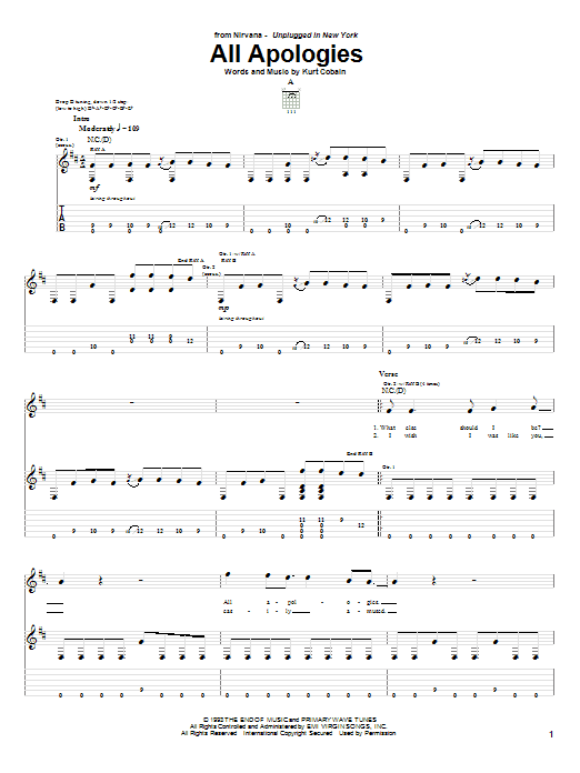 All Apologies - sheet music by Nirvana - smd-20151 | notendownload