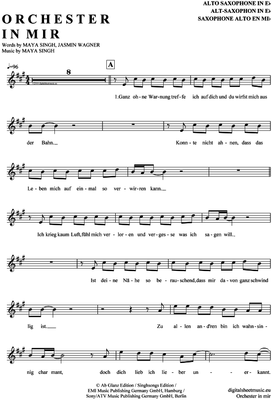 Orchester in mir - sheet music by Saphir - 7110256 | notendownload