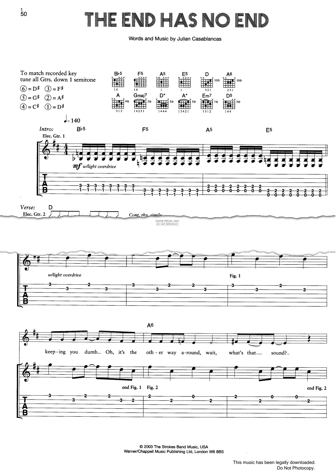The End Has No End (The Strokes) | Sheet Music: Guitar, Voice | PDF ...