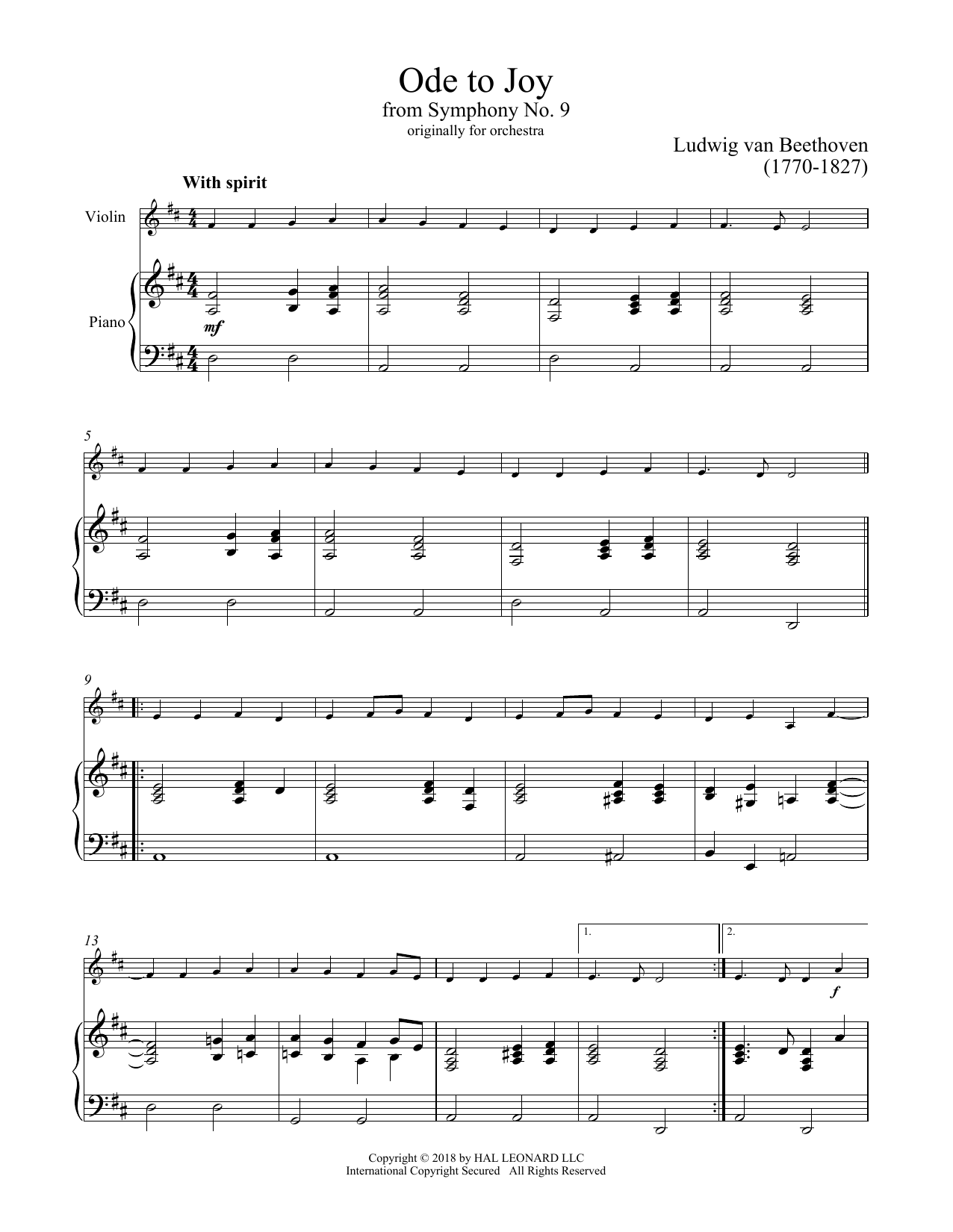 Ode To Joy - sheet music by - smd-407653 | notendownload