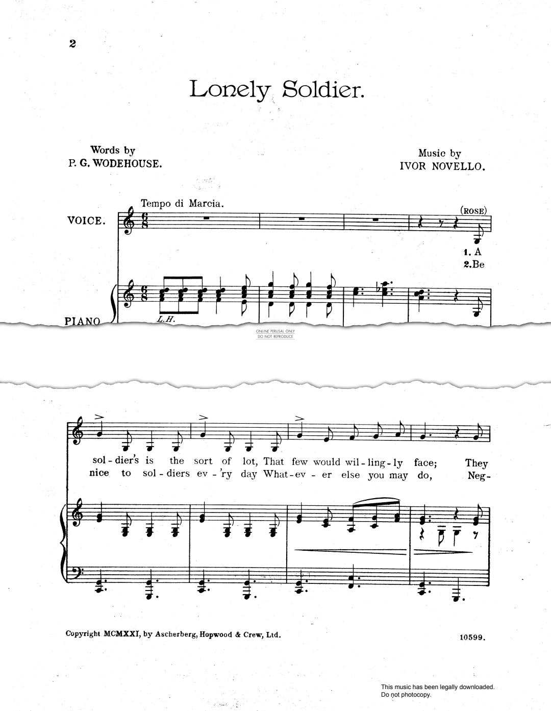 Lonely Soldier (from 'The Golden Moth') - Noten von Ivor Novello - fbd ...
