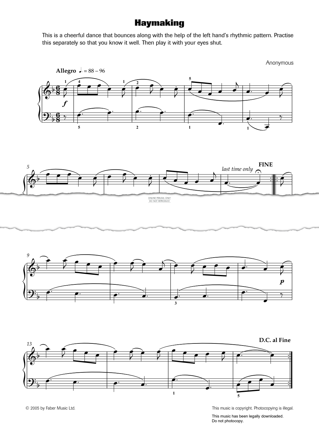 Haymaking (Anonymous) | Sheet Music: Piano | PDF Download