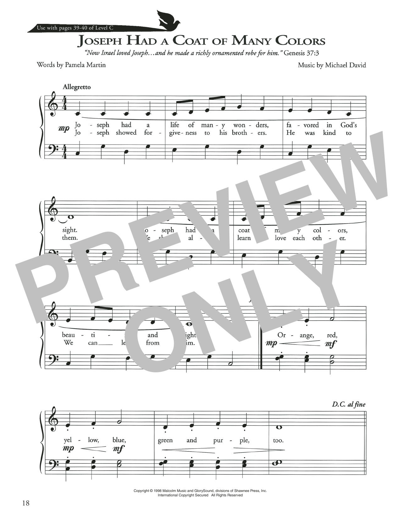 Joseph Had A Coat Of Many Colors - sheet music by - smd-1366632 ...