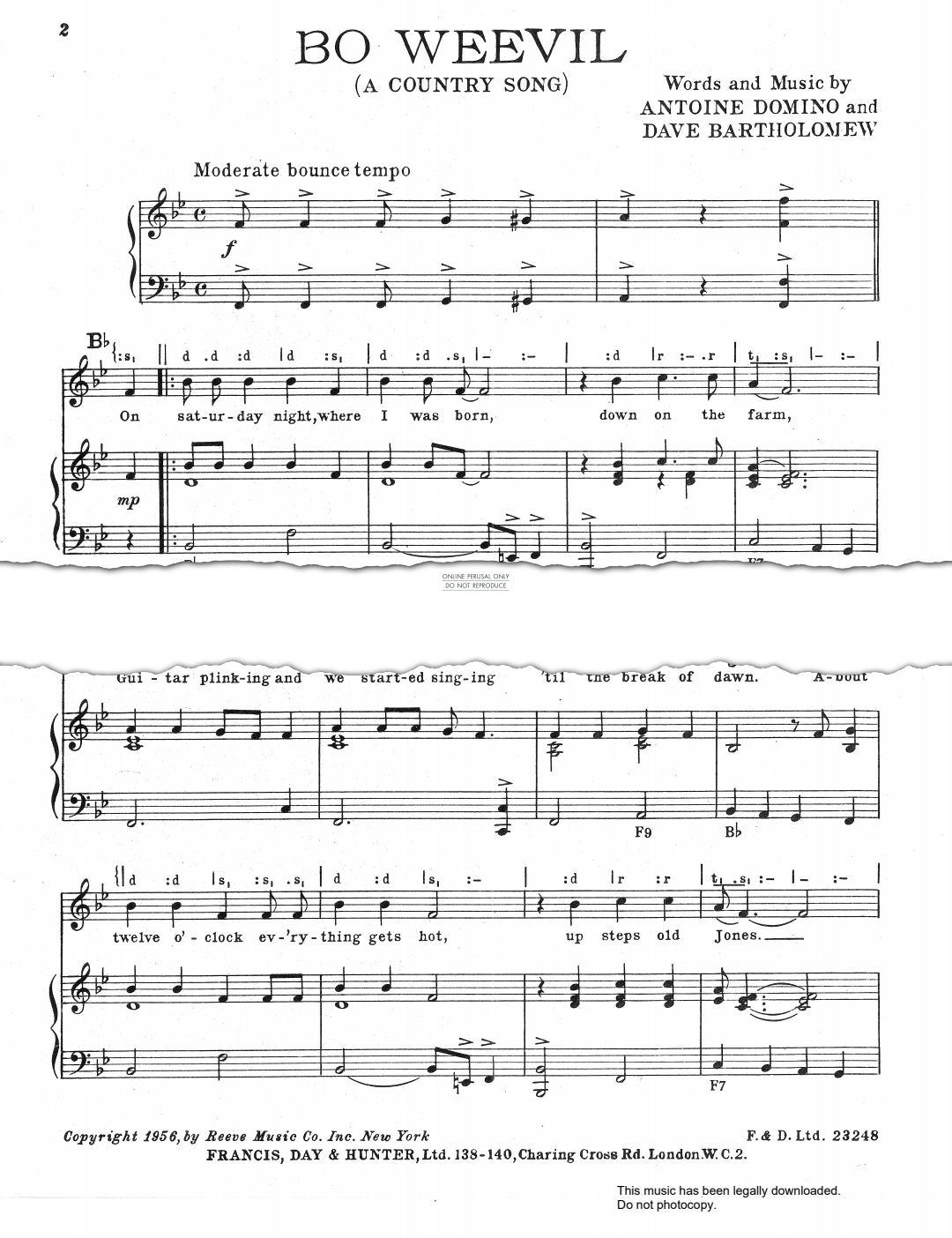 Bo Weevil - Noten von Teresa Brewer - fbd-47034 | notendownload