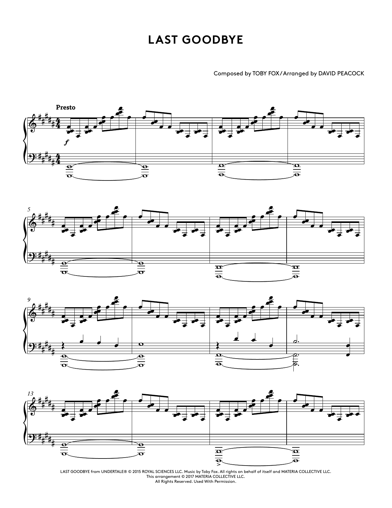 Last Goodbye (from Undertale Piano Collections 2) (arr. David Peacock) - Online Noten von - smd ...
