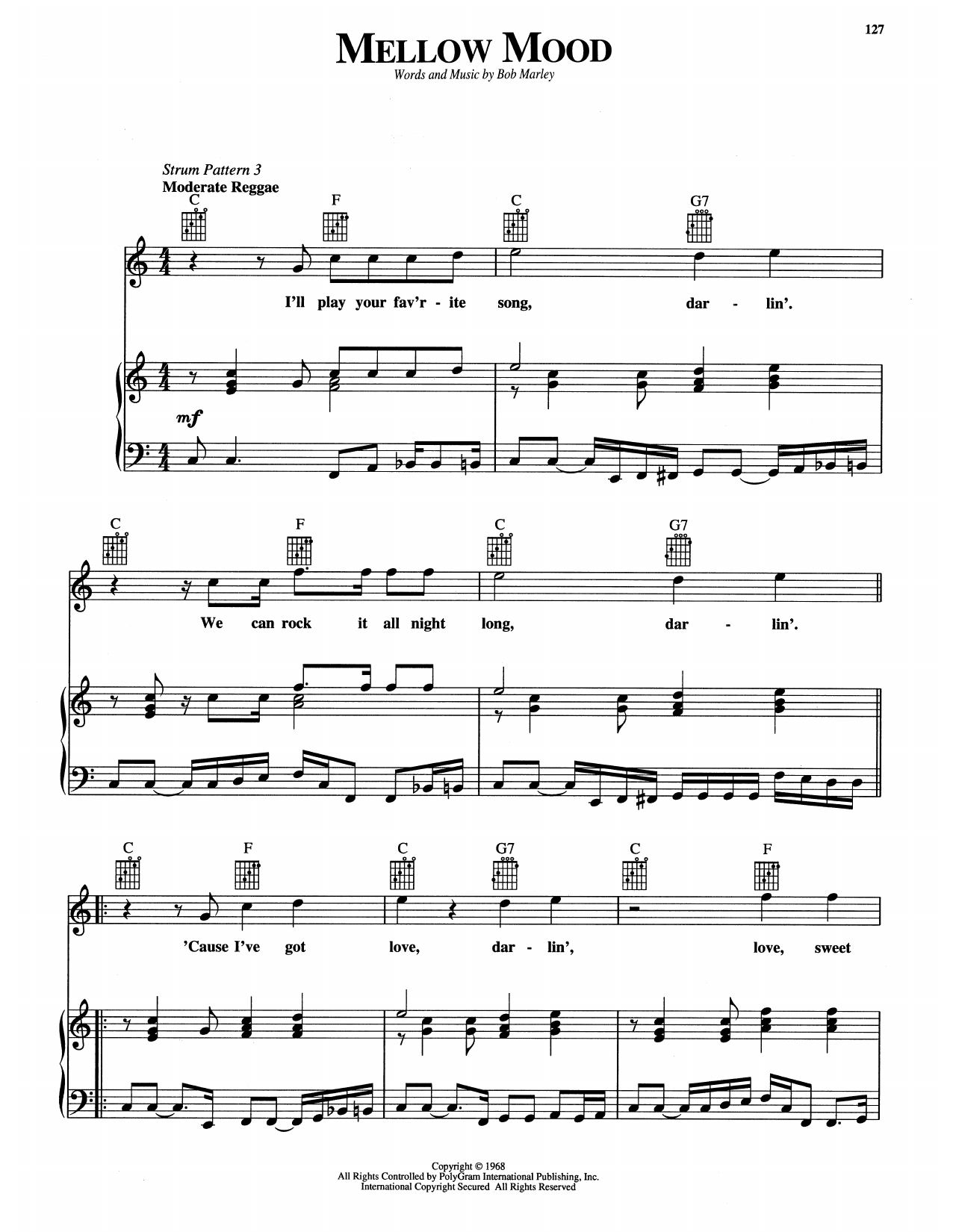 Mellow Mood (Bob Marley) | Sheet Music: Piano, Vocal & Guitar Chords Right-Hand Melody | PDF ...