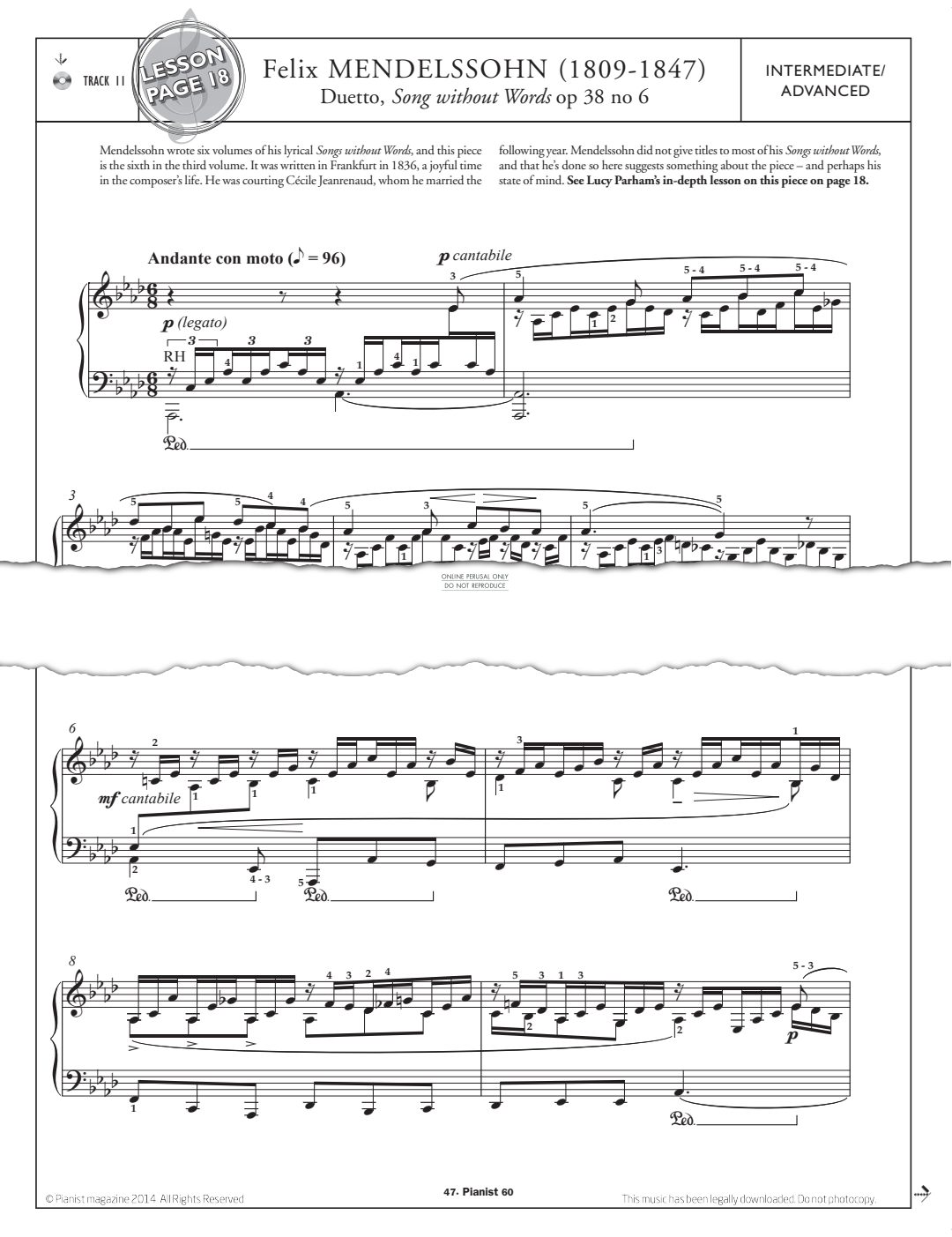 Duetto, Song without words Op.38 No.6 (Felix Mendelssohn) | Noten ...