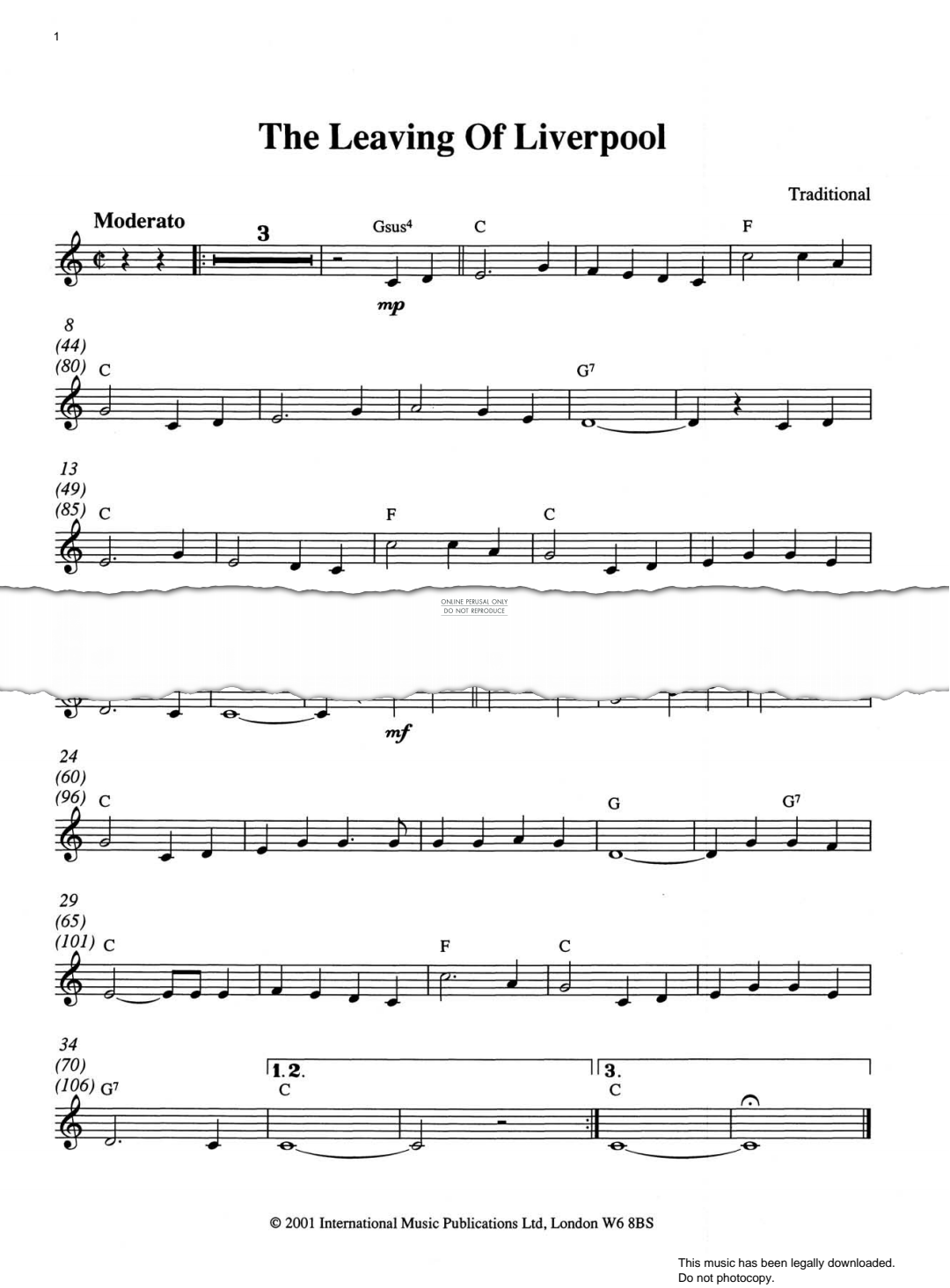 The Leaving Of Liverpool (Traditional) | Sheet Music: Violin | PDF Download
