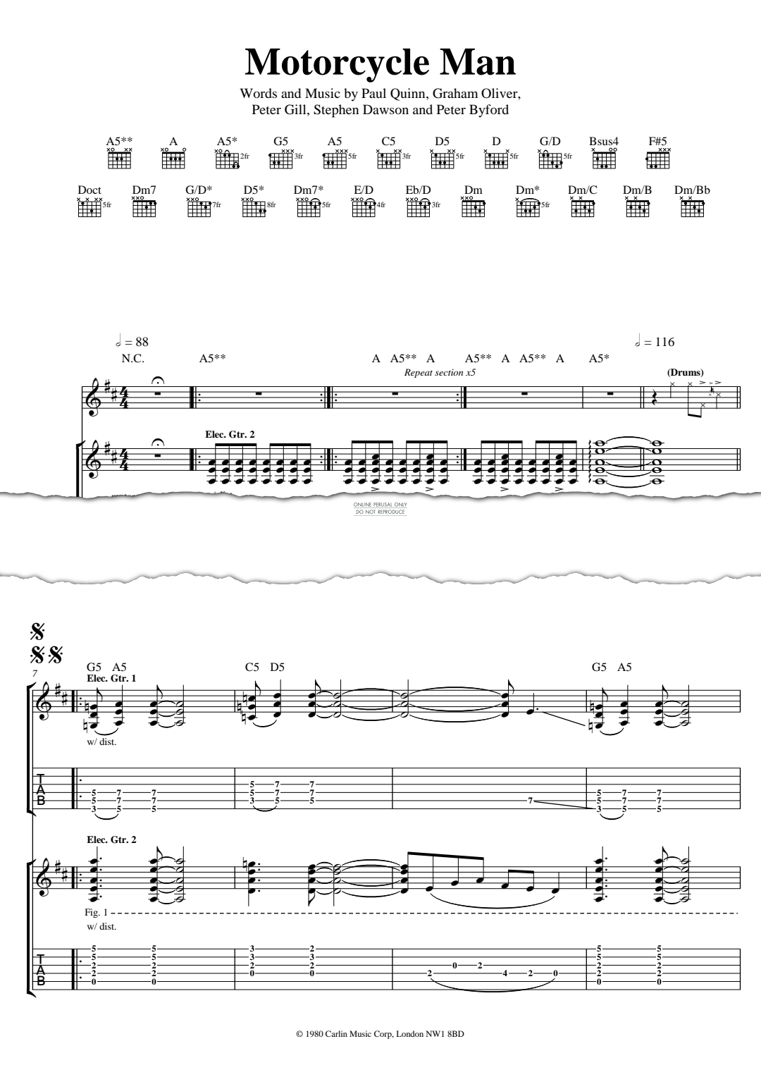 Motorcycle Man - Noten von Saxon - fbd-686 | notendownload