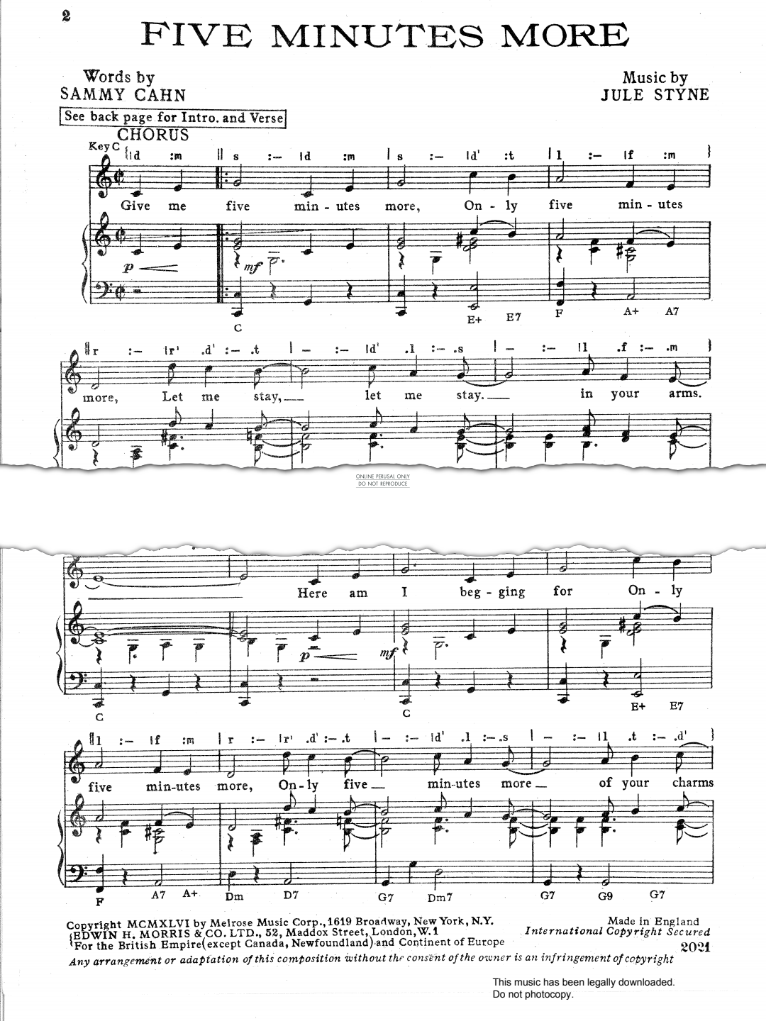 Five Minutes More (Jule Styne) | Sheet Music: Guitar, Piano, Voice ...