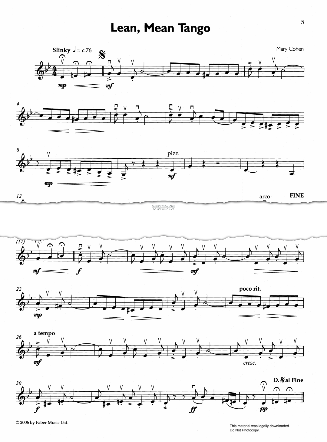 Lean Mean Tango - sheet music by Mary Cohen - fbd-2036 | notendownload