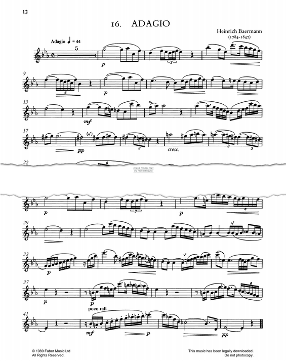 Adagio (Heinrich Baermann) | Sheet Music: Clarinet, Piano | PDF Download