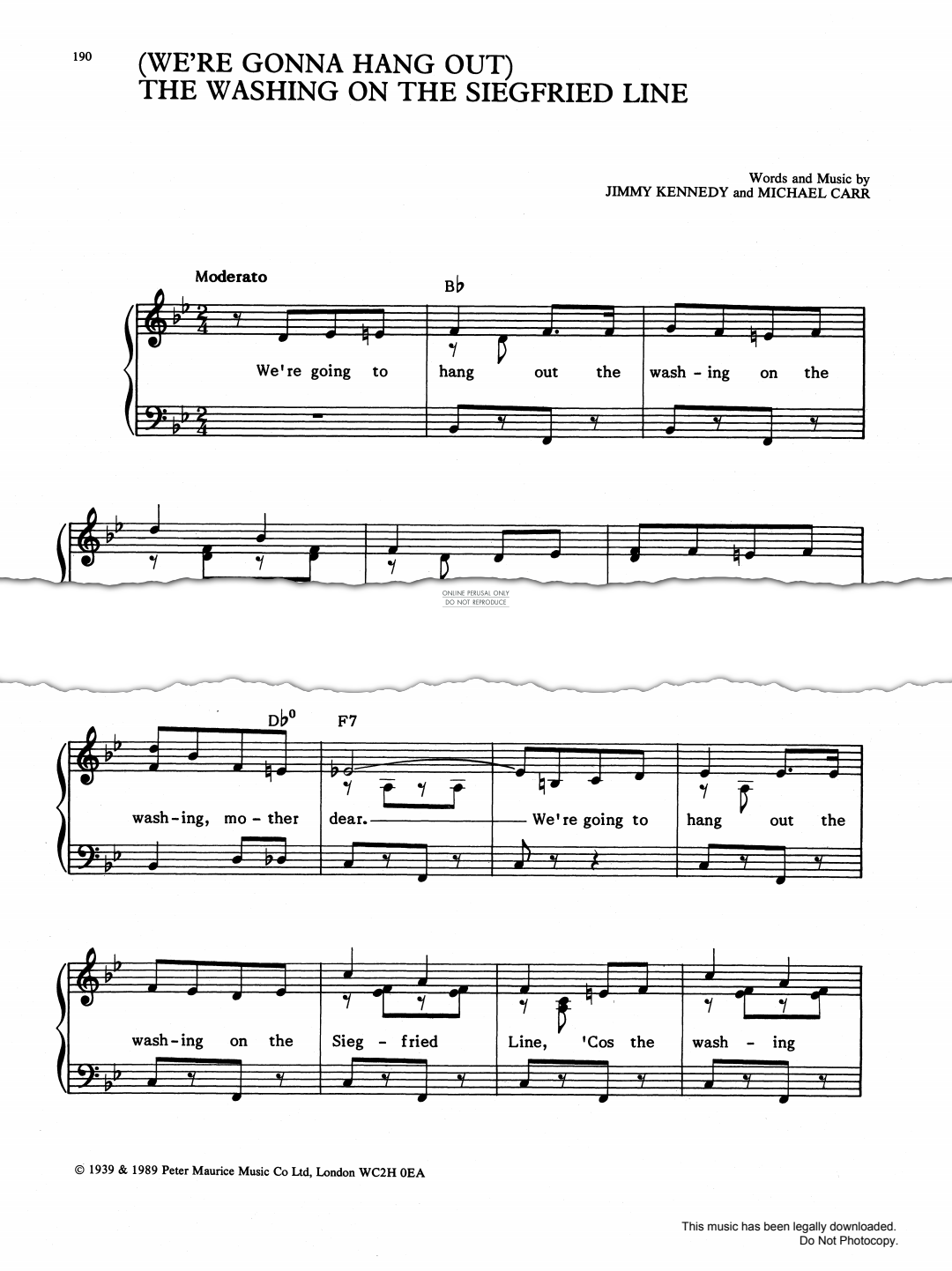 Hang out the washing on the Siegfried Line (Michael Carr) | Noten ...