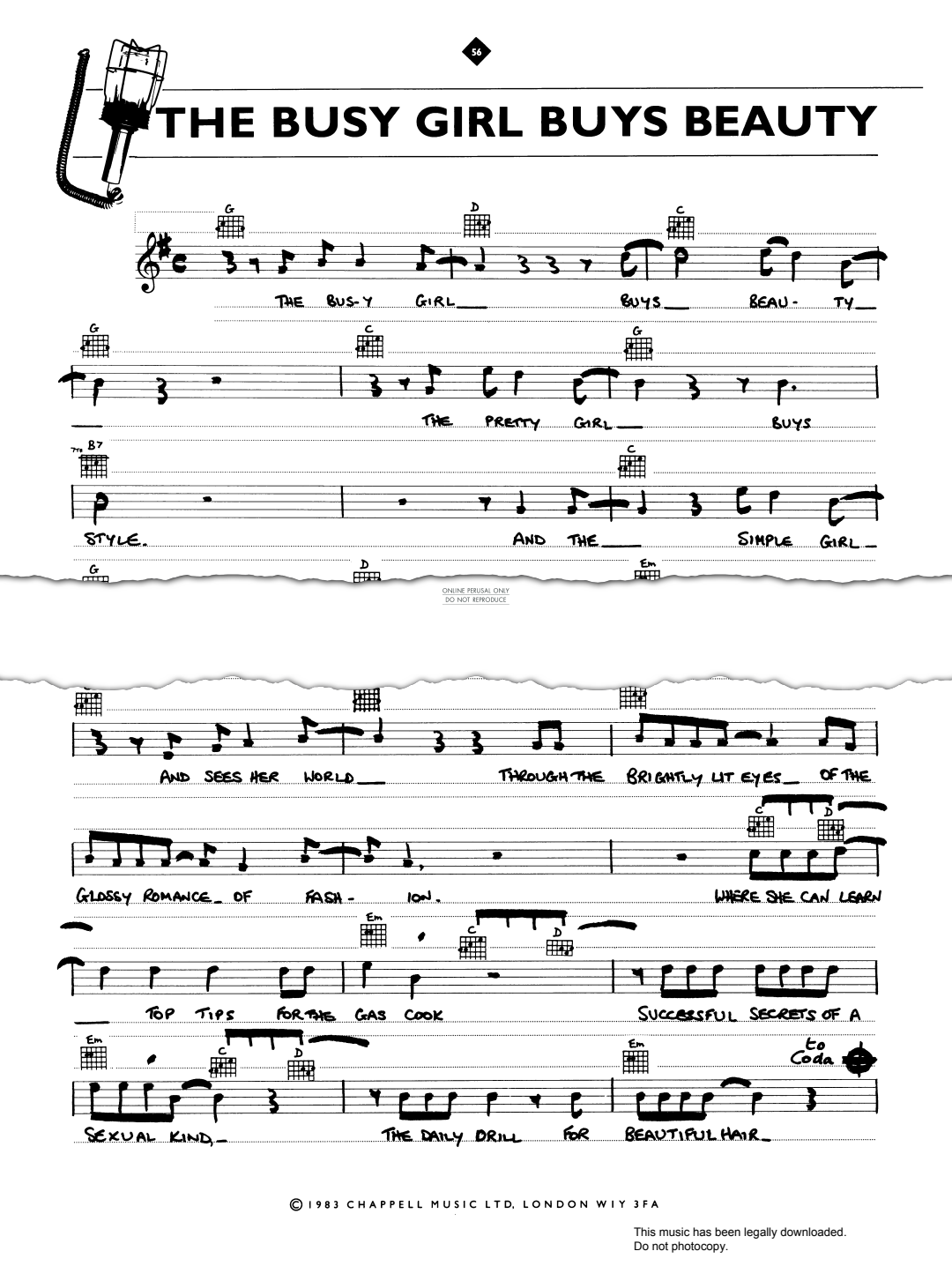 The Busy Girl Buys Beauty (Billy Bragg) | Sheet Music: Guitar, Voice ...
