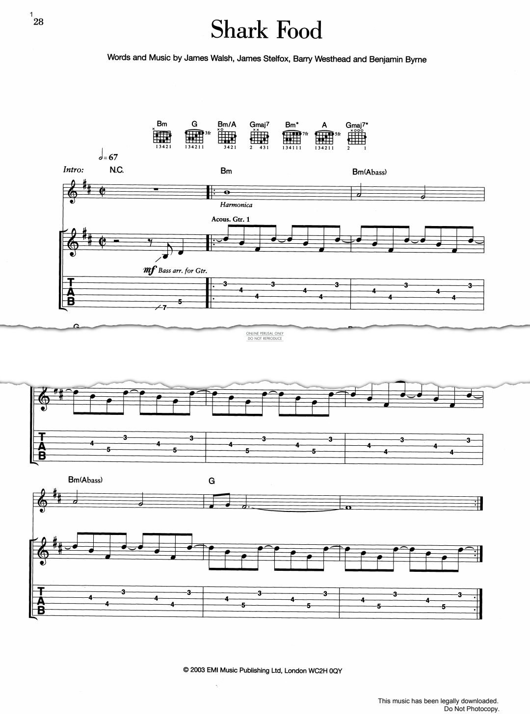 Shark Food - sheet music by Starsailor - fbd-2266 | notendownload
