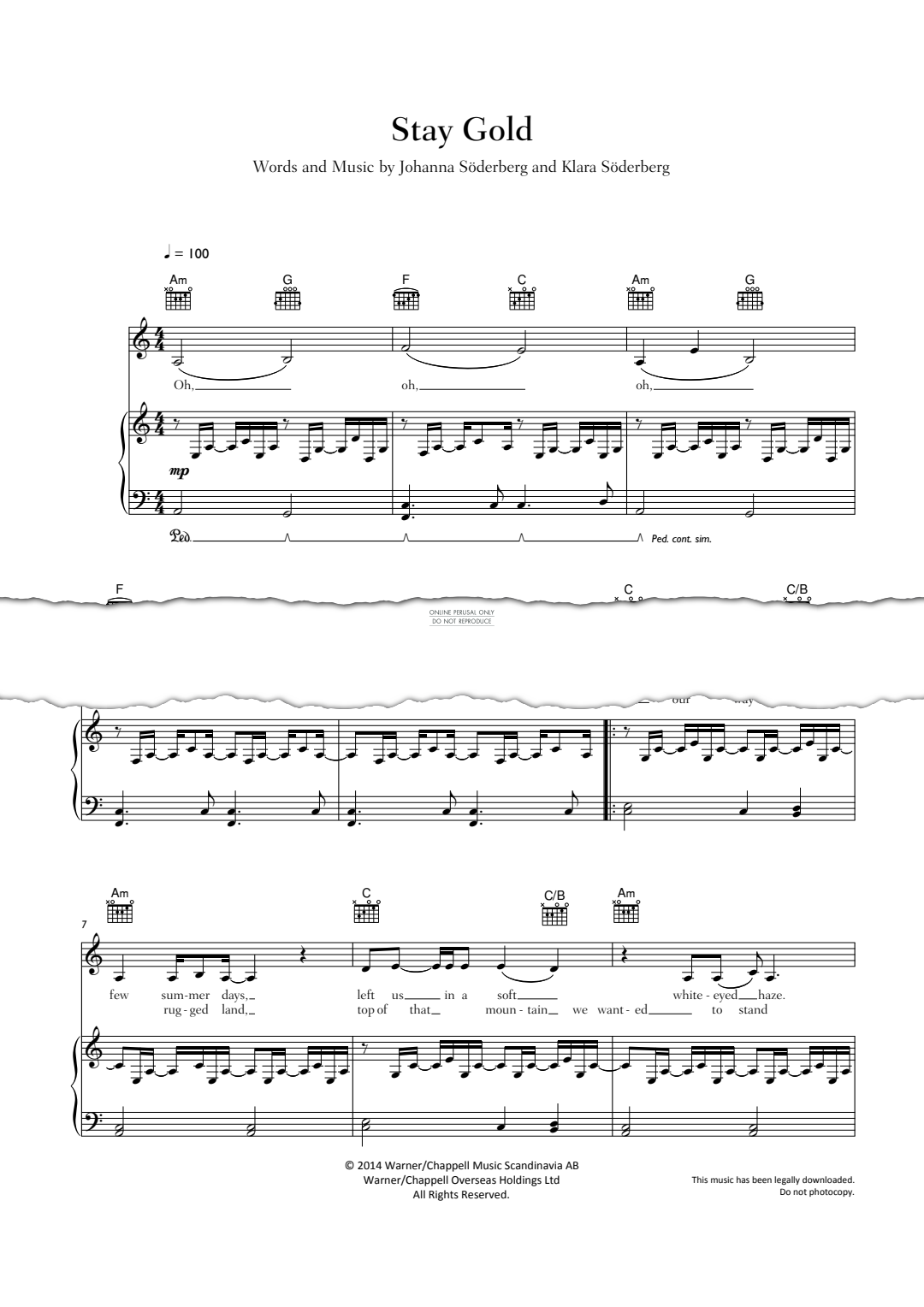 Stay Gold - Noten von First Aid Kit - fbd-25433 | notendownload