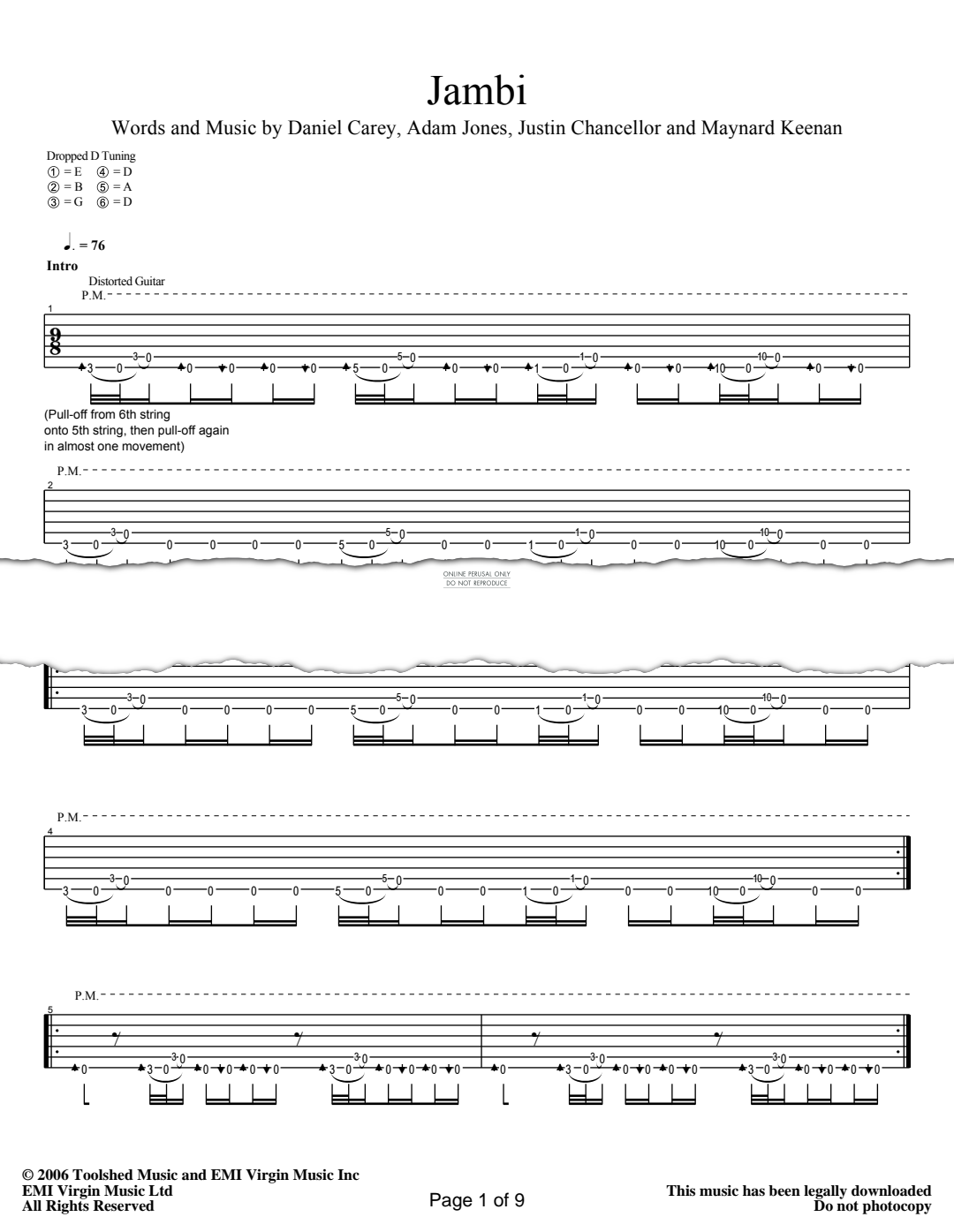 Jambi - sheet music by Tool - fbd-10112 | notendownload