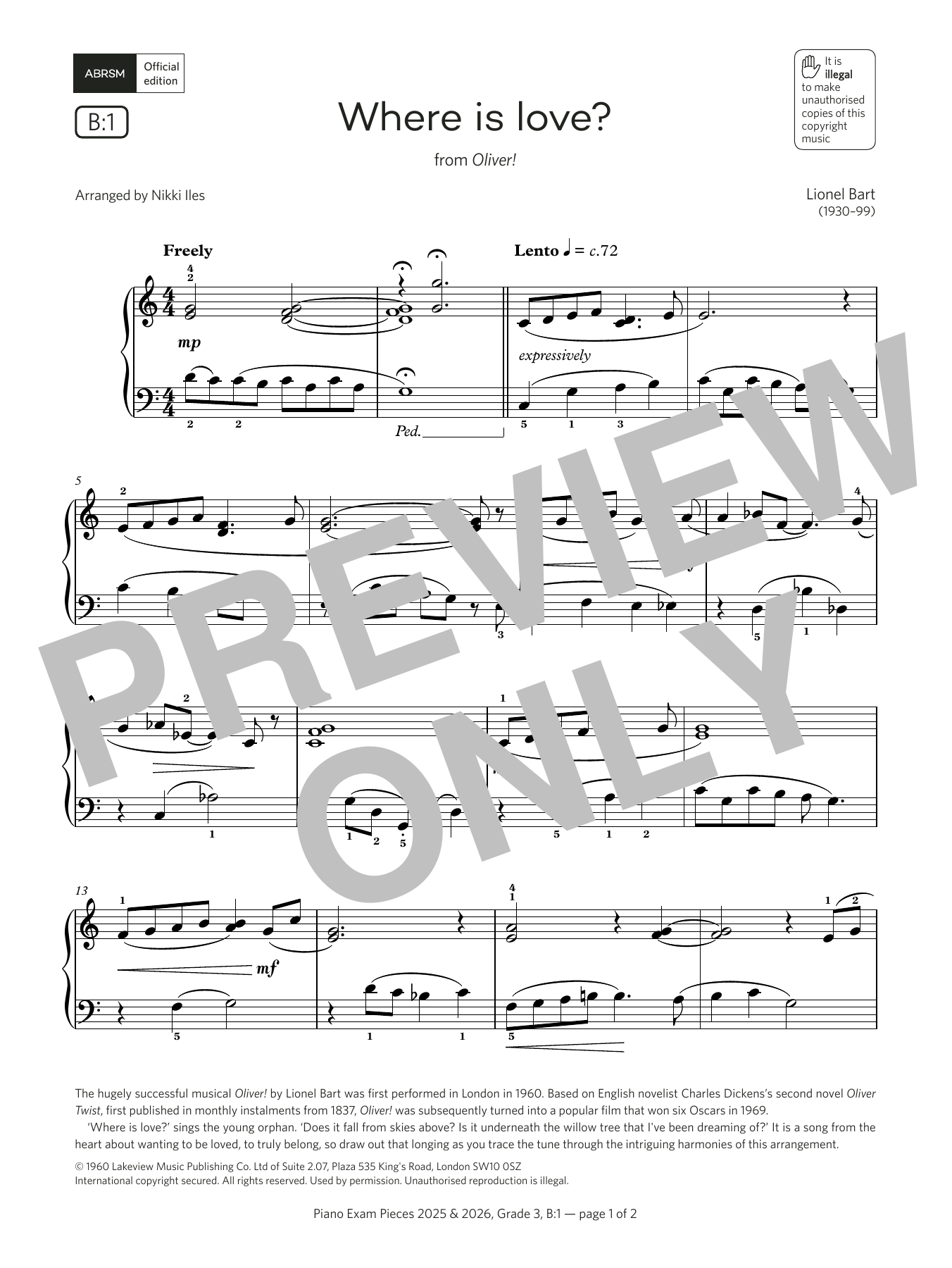 Where is love? (Grade 3, list B1, from the ABRSM Piano Syllabus 2025 ...