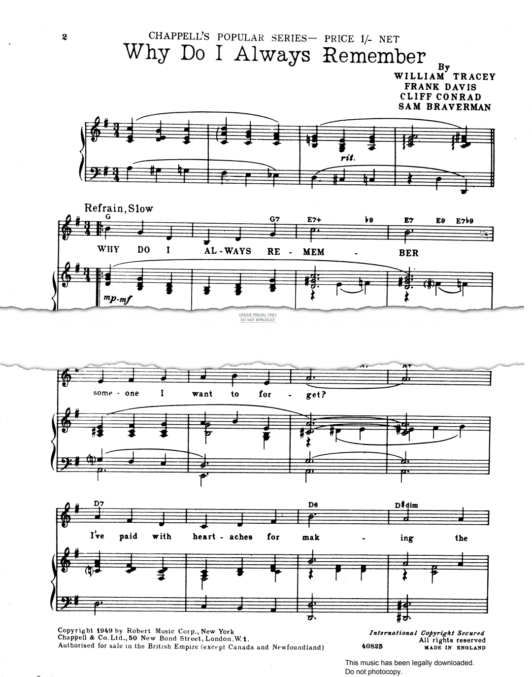 Why Do I Always Remember (Sam Braverman) | Sheet Music: Guitar, Piano ...