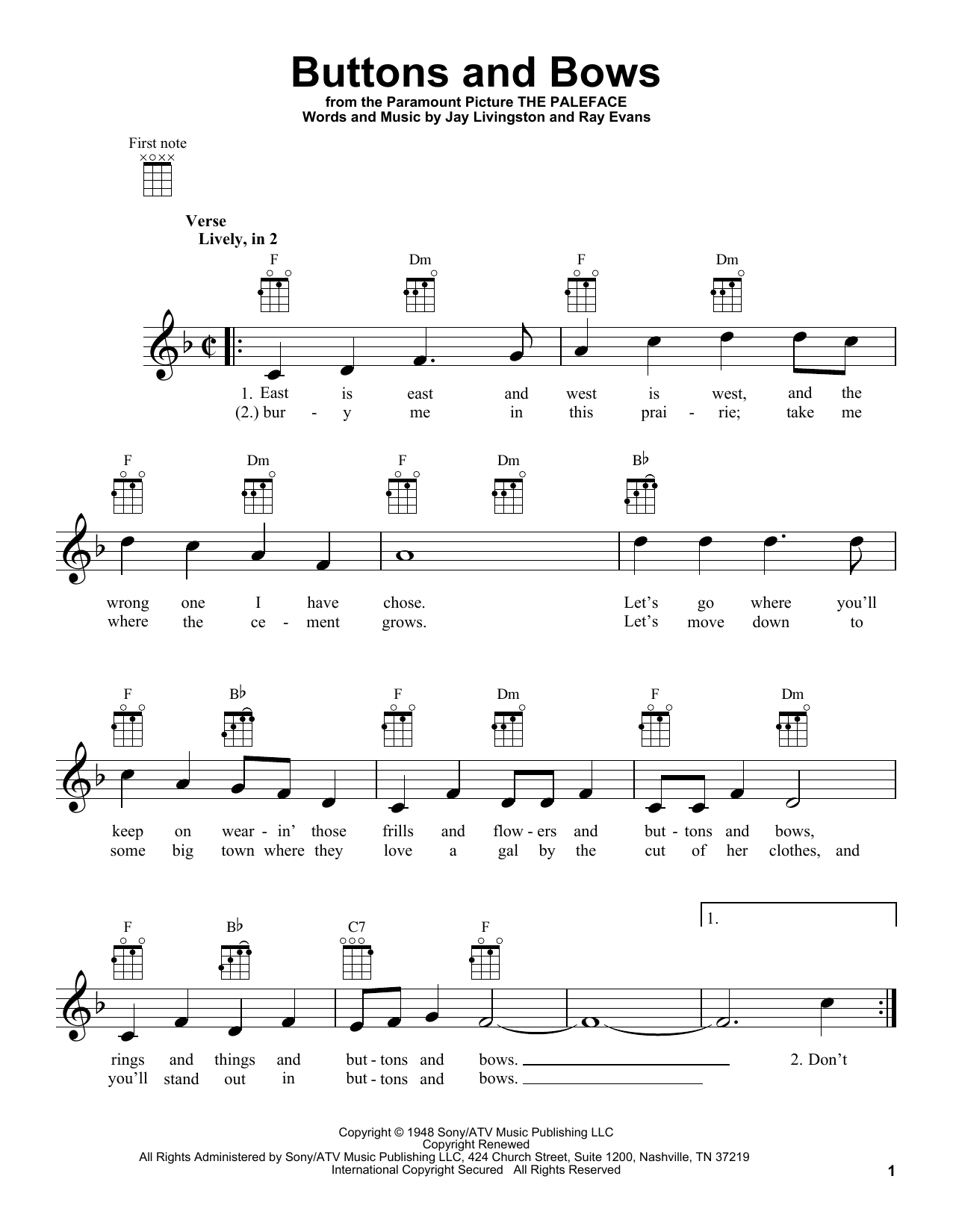 Buttons And Bows - sheet music by Jay Livingston - smd-410198 | notendownload