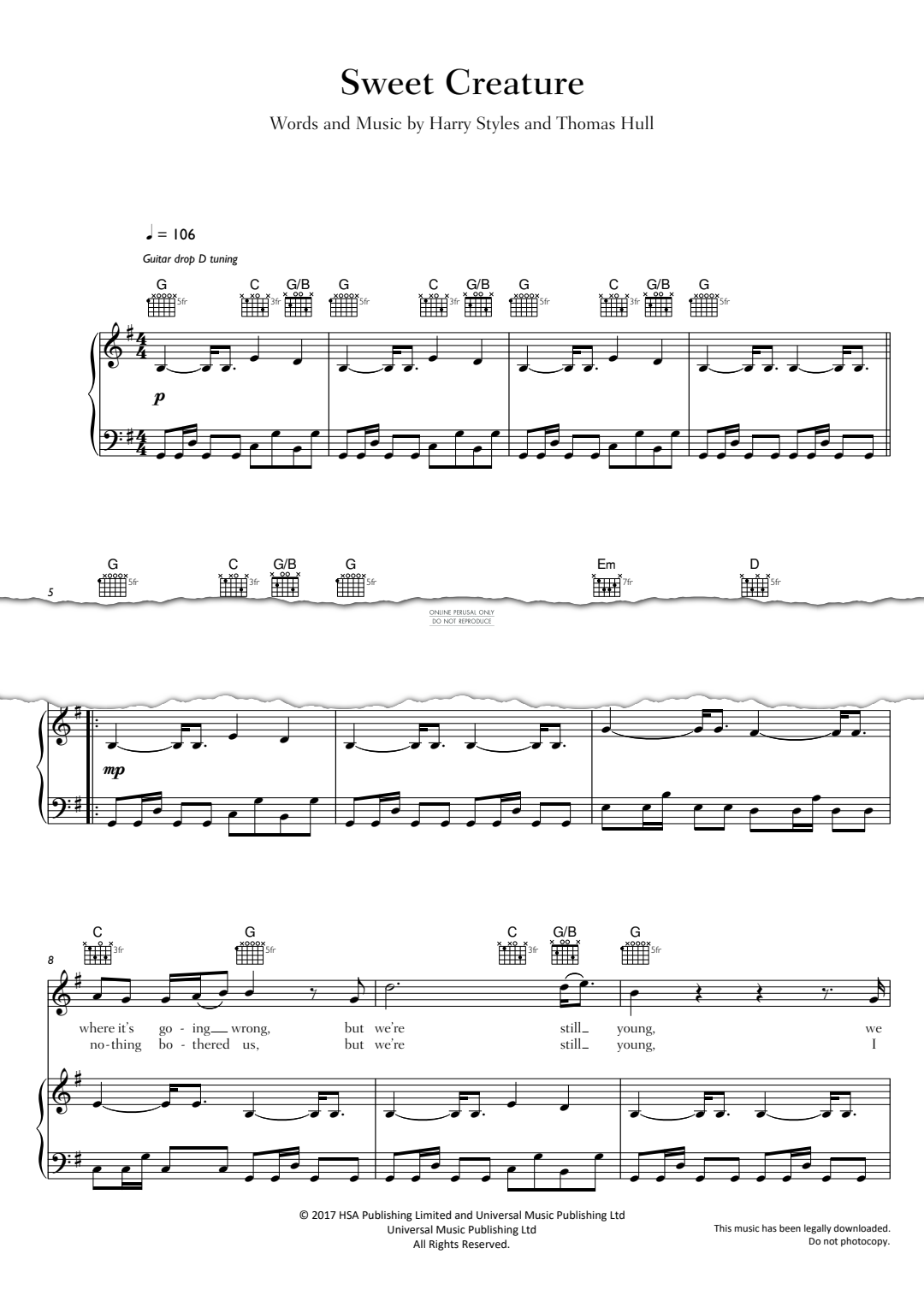 Sweet Creature - sheet music by Harry Styles - fbd-32138 | notendownload