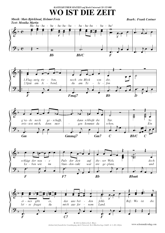 Wo ist die Zeit (Kastelruther Spatzen) | PDF Download