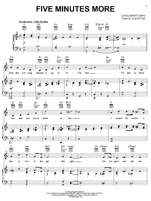 Five Minutes More (Frank Sinatra) | Sheet Music: Piano, Vocal & Guitar ...