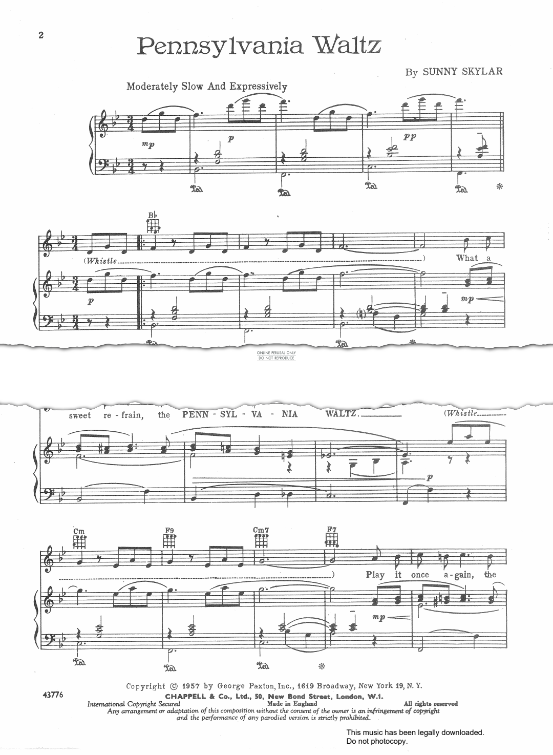 Pennsylvania Waltz - sheet music by Sunny Skylar - fbd-44669 ...