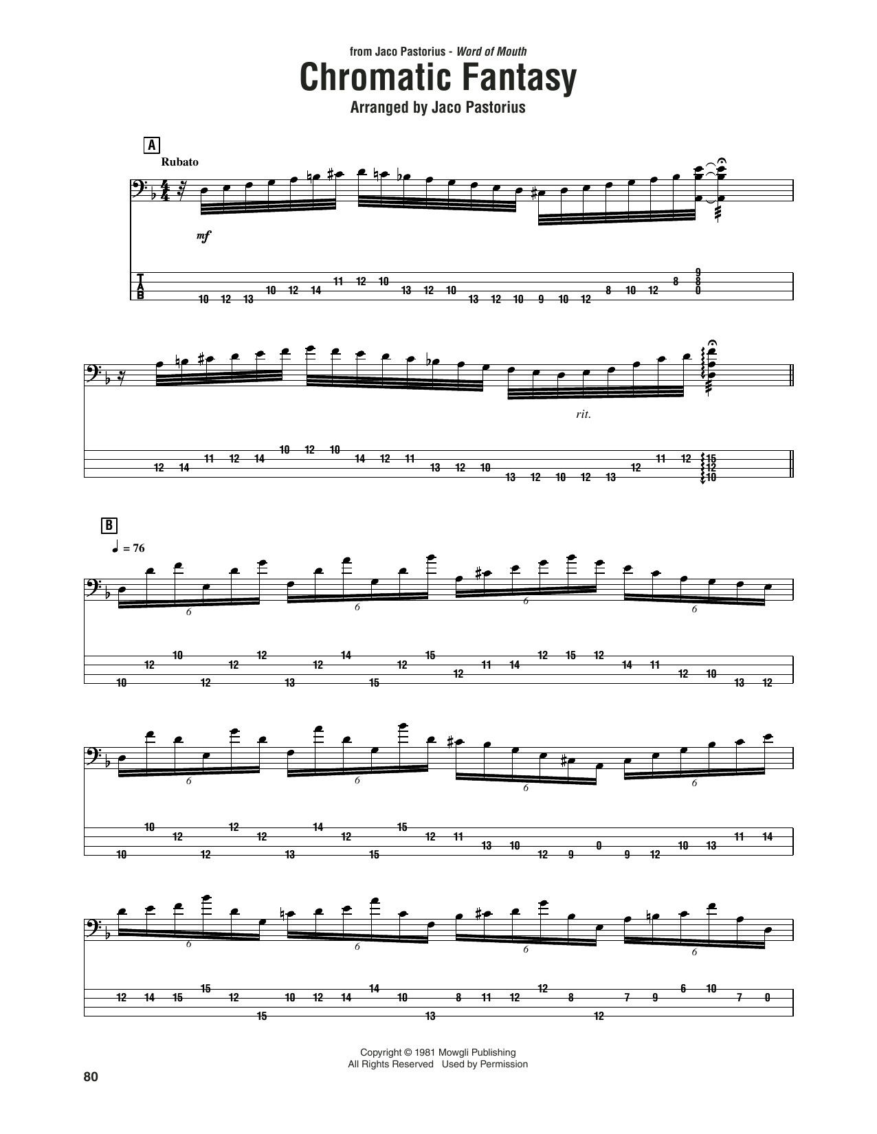 Chromatic Fantasy - sheet music by Jaco Pastorius - smd-1516811 | notendownload