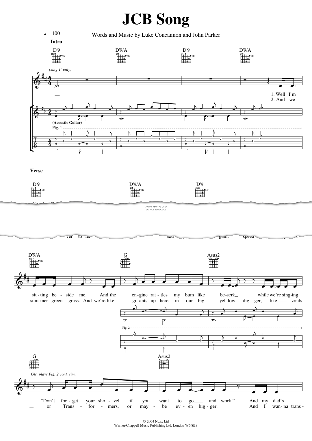 JCB Song (Nizlopi) | Noten: Gitarre, Gesang | PDF Download