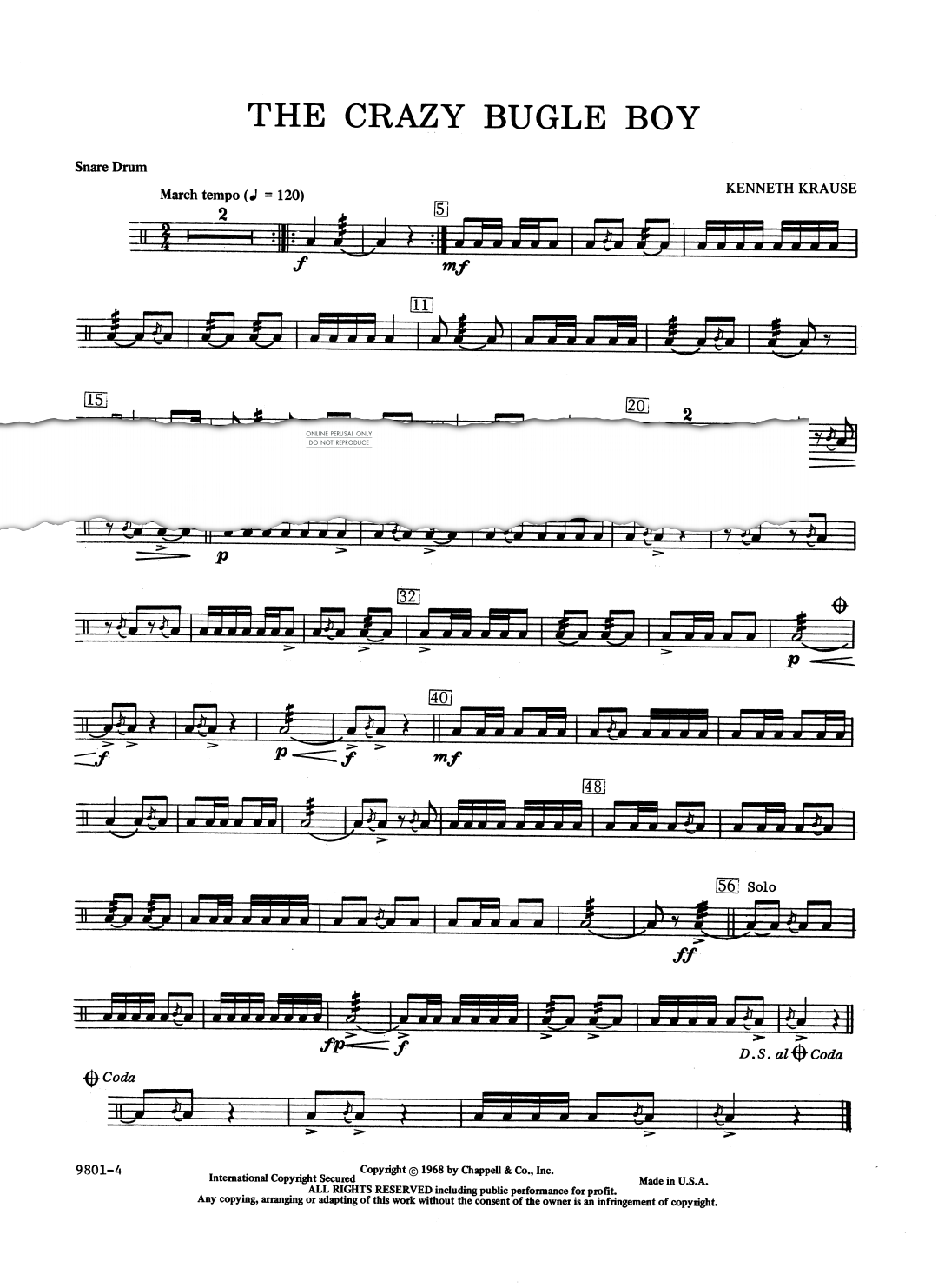 The Crazy Bugle Boy (Kenneth Krause) | Noten: Klavier, Schlagzeug | PDF Download