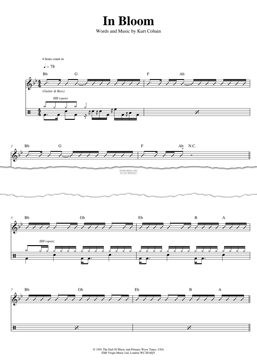 In Bloom - Noten von Nirvana - fbd-451 | notendownload