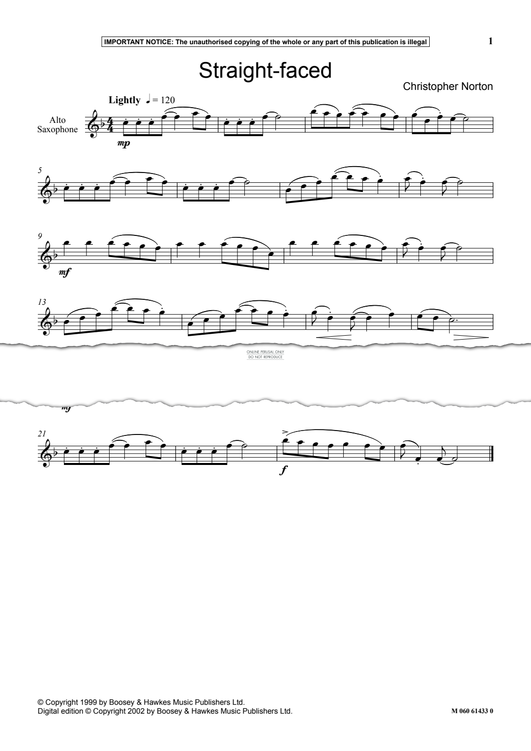 Straight Faced (Christopher Norton) | Sheet Music: Piano, Alto ...