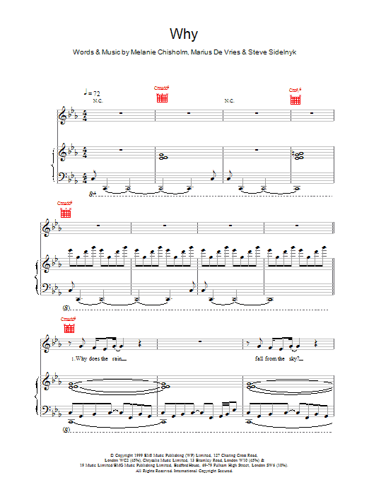 Why (Melanie C) | Sheet Music: Piano, Vocal & Guitar Chords | PDF Download