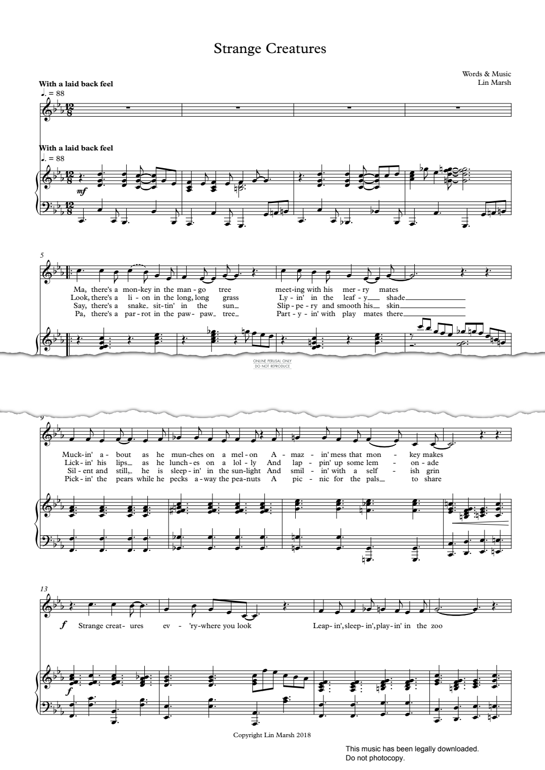 Strange Creatures - sheet music by Lin Marsh - fbd-33377 | notendownload