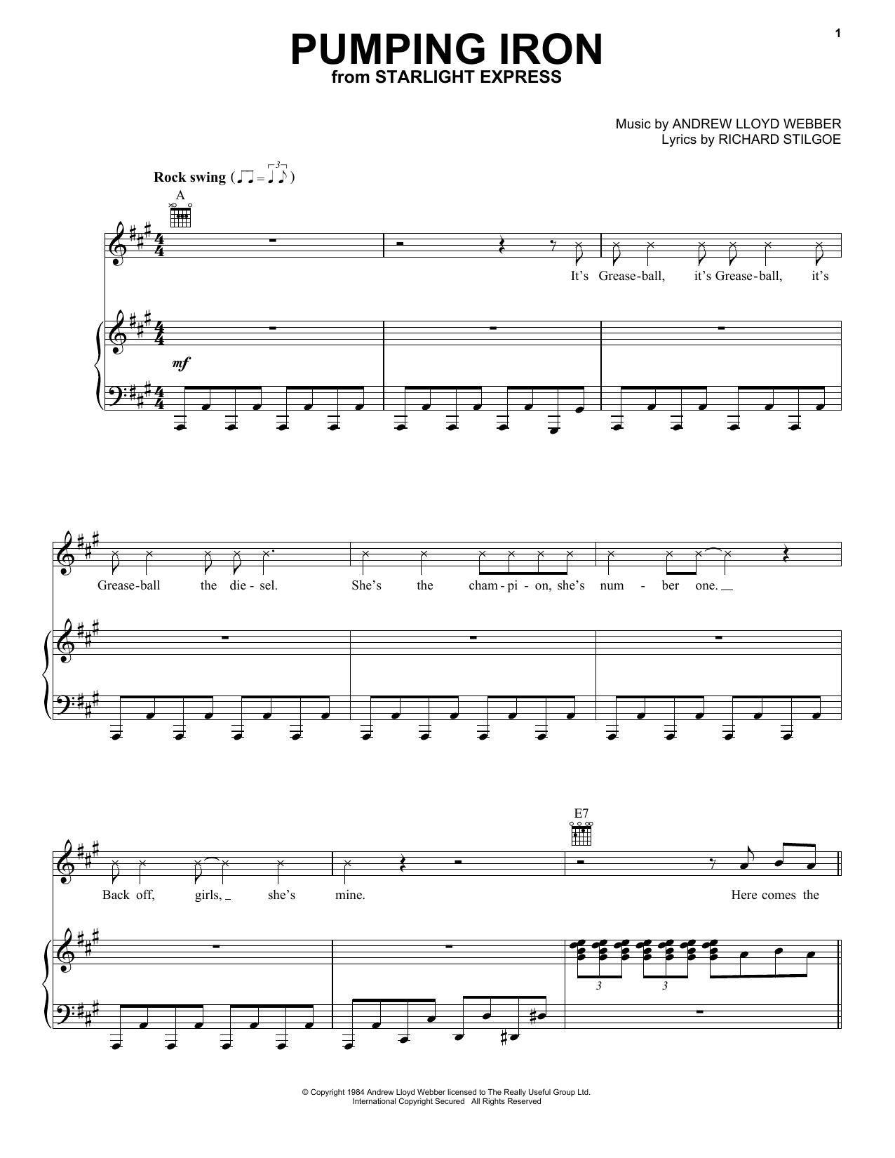 Pumping Iron (from Starlight Express) - Online Noten von Andrew Lloyd ...