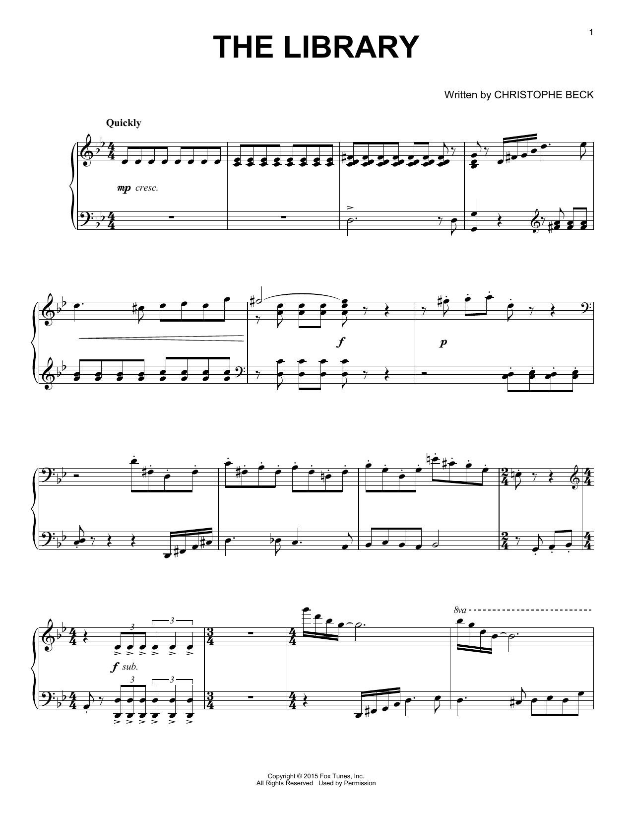 The Library - sheet music by Christophe Beck - smd-162475 | notendownload